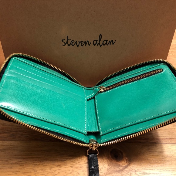 Steven Alan | Bags | Steven Alan Black Lizard Leather Zip Wallet | Poshmark